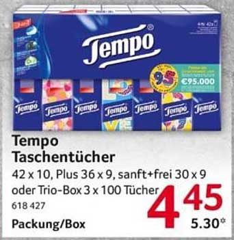 Tempo Taschentücher Box Je 100-St.-Pckg. Oder Taschentücher Je 15 X 10 ...