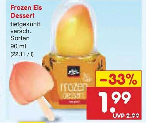 Frozen Eis Dessert Tiefgekühlt, Versch. Sorten 90 Ml Angebot bei Netto ...
