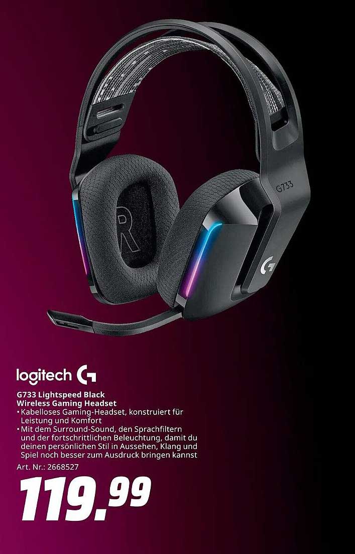 G733 Lightspeed Black Wireless Gaming Headset Angebot bei MediaMarkt ...