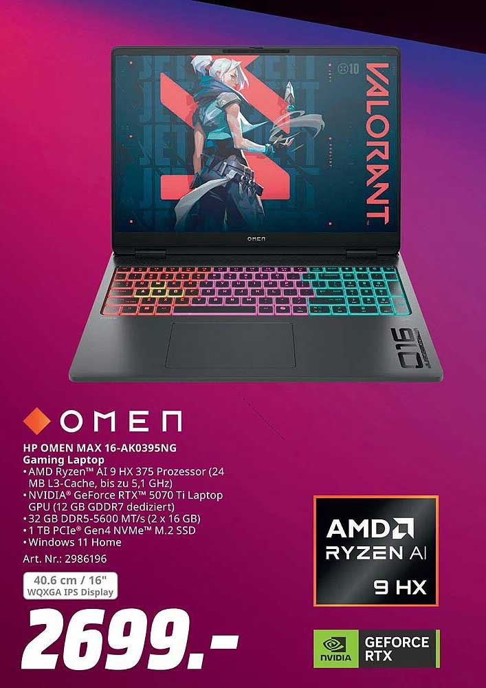 Hp Omen Max 16-Ak0395Ng Gaming Laptop Angebot bei MediaMarkt ...