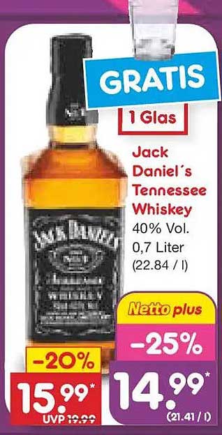 Jack Daniel's Tennessee Whiskey Versch. Sorten 35/40% Vol. 0,7 Liter ...