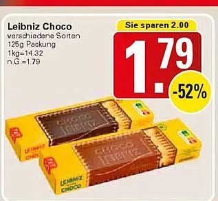 Leibniz Choco Verschiedene Sorten 125G Packung Angebot bei WEZ ...
