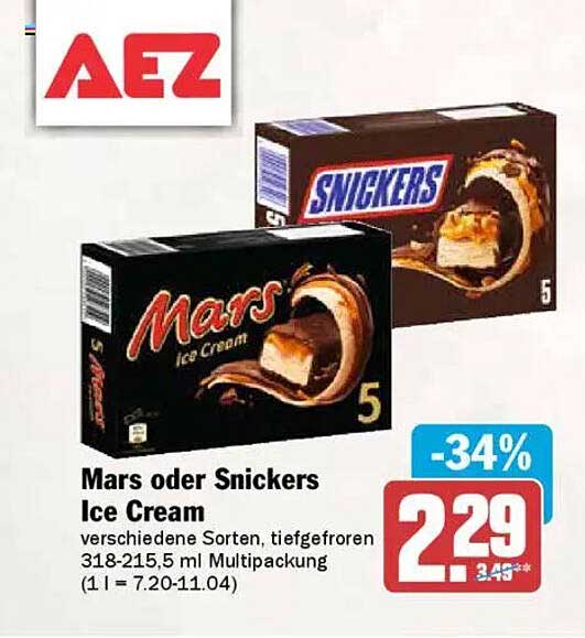 Mars Oder Snickers Ice Cream Angebot bei AEZ - ProspektGuru.de