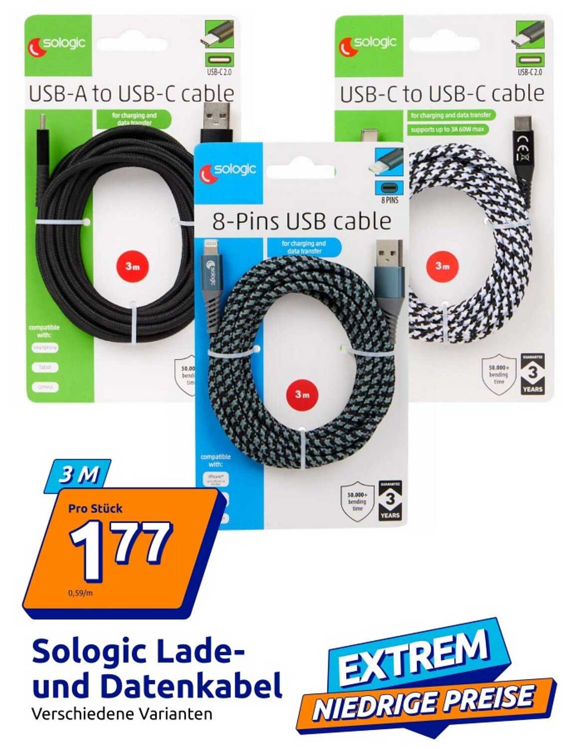 Sologic Lade- Und Datenkabel, Verschiedene Varianten Angebot bei Action ...