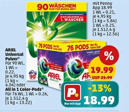 Ariel Universal Pulver Und All In 1 Color-Pods Im Penny-Prospekt ...