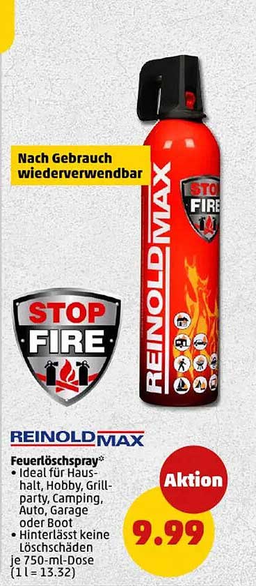 Reinold Max Feuerlöschspray 750 Ml Für 9,99 € Angebot bei Penny ...