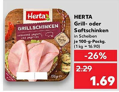Herta Grill- Oder Saftschinken Angebot bei Kaufland - ProspektGuru.de