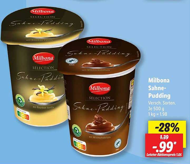 Milbona Sahne-Pudding Angebot bei Lidl