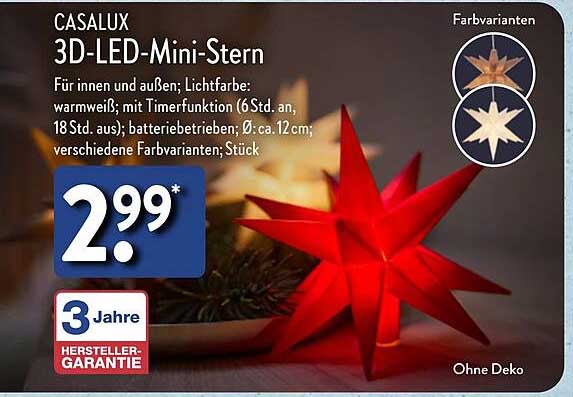 Casalux 3D-Led-Mini-Stern Angebot bei Aldi Nord