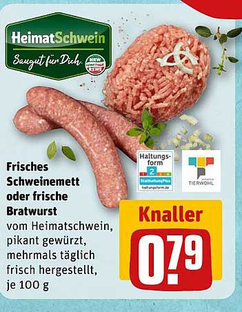 Frisches Schweinemett Oder Frische Bratwurst Angebot bei REWE Kaufpark