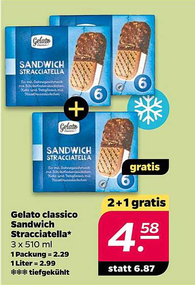 Gelato Classico Sandwich Stracciatella* Angebot bei NETTO