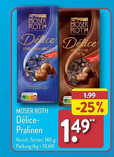 Moser Roth Délice-Pralinen Angebot bei Aldi Nord
