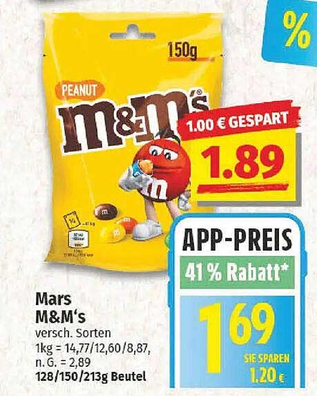 Mars M&M's Peanut 150G - Jetzt Zum Aktionspreis! Angebot bei NP Discount