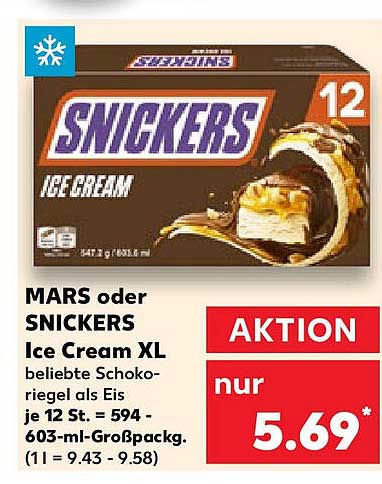 Mars Oder Snickers Ice Cream Xl - Beliebte Schokoriegel Als Eis Angebot ...