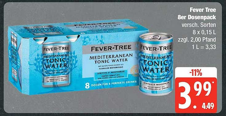 Fever-Tree Mediterranean Tonic Water Angebot bei Edeka