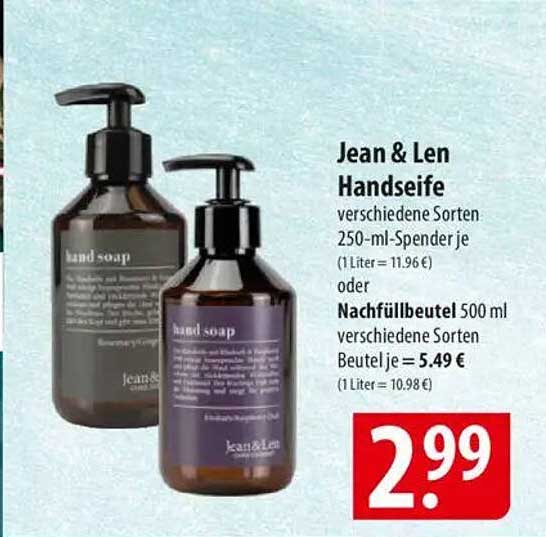 Jean & Len Handseife Angebot bei Famila Nord Ost