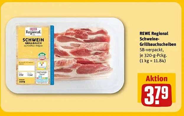 Rewe Regional Schweine-Grillbauchscheiben Angebot bei REWE Kaufpark