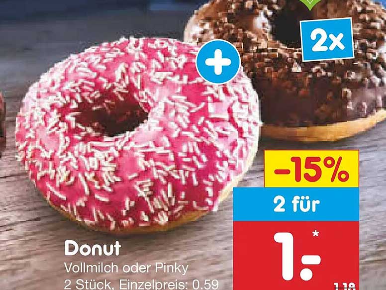 Donut Vollmilch Oder Pinky – 2 Stück Zum Sonderpreis Angebot bei Netto ...