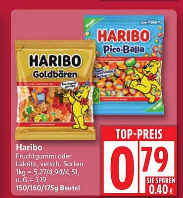 Haribo Fruchtgummi Oder Lakritz, Verschiedene Sorten Angebot bei Edeka ...