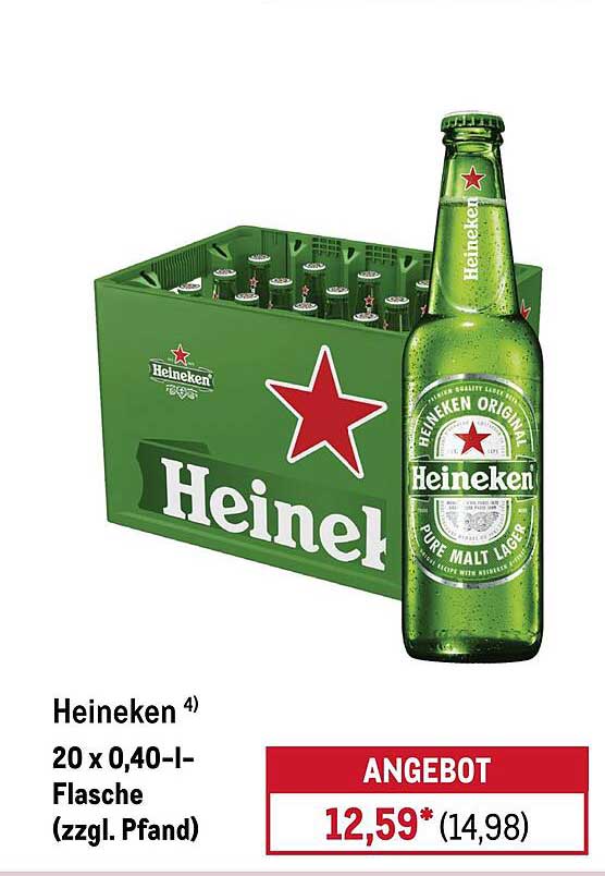 Heineken 20 X 0,40-L-Flasche (Zzgl. Pfand) Angebot bei METRO ...