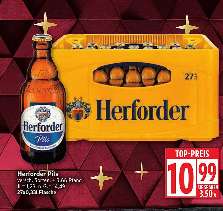 Herforder Pils - 27 X 0,33L Flaschen Angebot bei Edeka - ProspektGuru.de