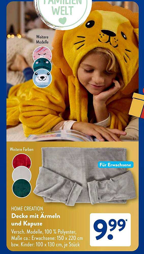 Home Creation Decke Mit Ärmeln Und Kapuze Angebot bei Aldi Süd ...