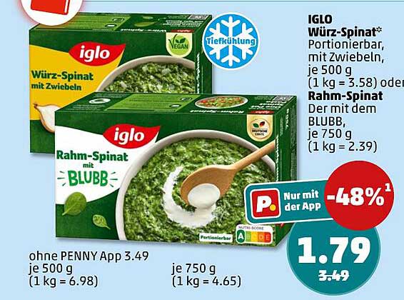 Iglo Würz-Spinat Mit Zwiebeln Und Rahm-Spinat Mit Blubb – Jetzt Zum ...