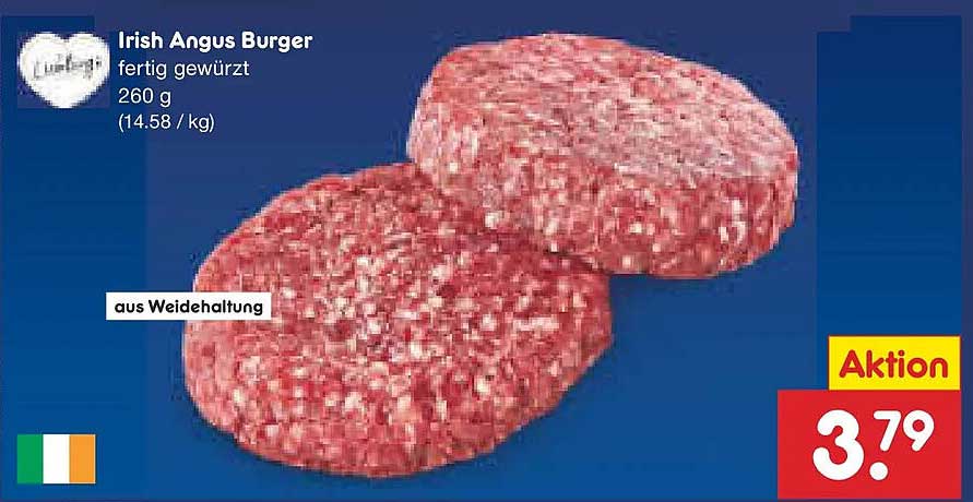Irish Angus Burger - Fertig Gewürzt 260 G Angebot bei Netto Marken ...