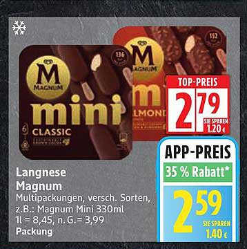 Langnese Magnum Mini Packung 330Ml Angebot bei Edeka - ProspektGuru.de