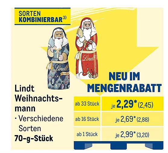 Lindt Weihnachtsmann 70-G-Stück – Verschiedene Sorten Im Mengenrabatt ...