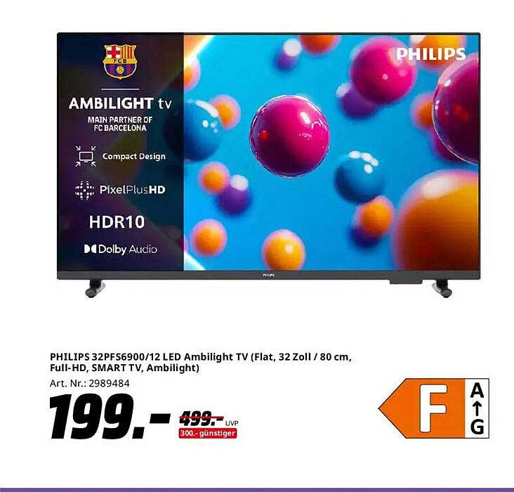 Philips 32Pf56900/12 Led Ambilight Tv (Flat, 32 Zoll / 80 Cm, Full-Hd ...