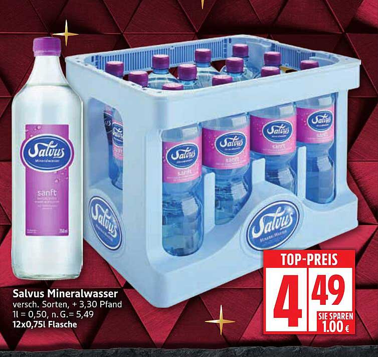 Salvus Mineralwasser 12 X 0,75 L - Top-Preis! Angebot bei Edeka ...