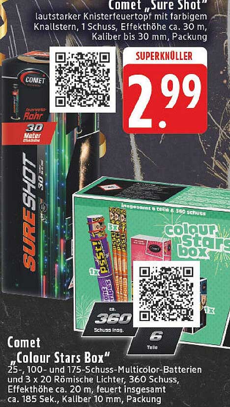 Comet „Sure Shot“ Comet „Colour Stars Box“ Angebot bei Edeka