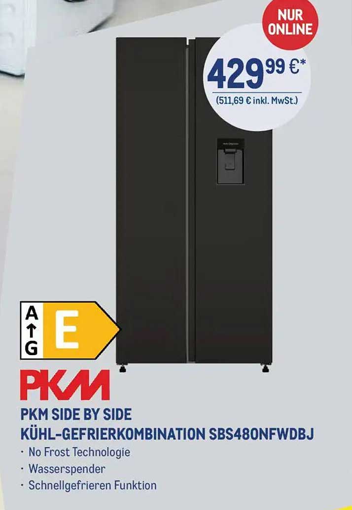 Pkm Side By Side Kühl-Gefrierkombination Sbs480Nfwdbj Angebot bei METRO