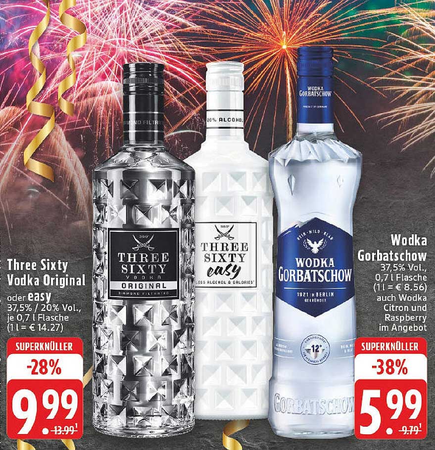 Three Sixty Vodka Original Three Sixty Easy Wodka Gorbatchow Angebot ...