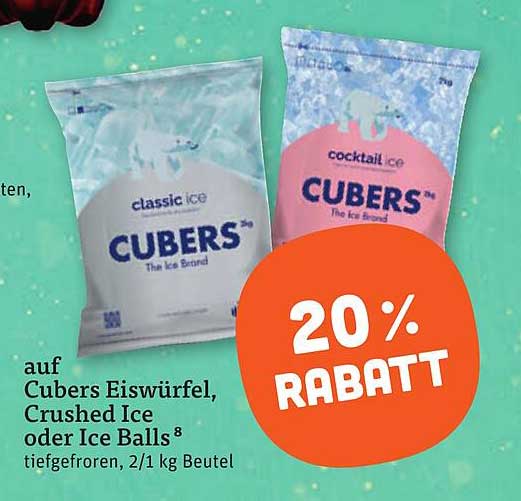 20% Rabatt Auf Cubers Eiswürfel, Crushed Ice Oder Ice Balls, 2/1 Kg ...