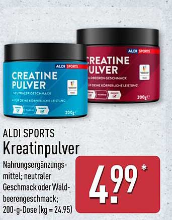 Aldi Sports Kreatinpulver 200 G – Neutraler Geschmack Oder Waldbeeren ...