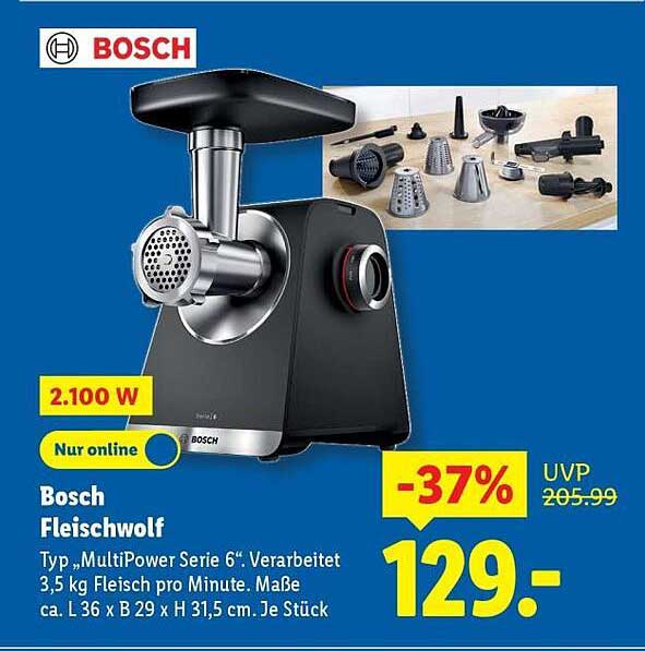 Bosch Fleischwolf Multipower Serie 6 Angebot bei Lidl - ProspektGuru.de