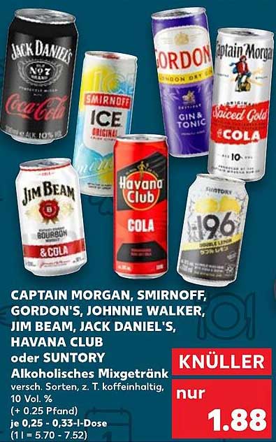 Mixgetränk - Captain Morgan, Gordon's Und Weitere Sorten Angebot bei E ...