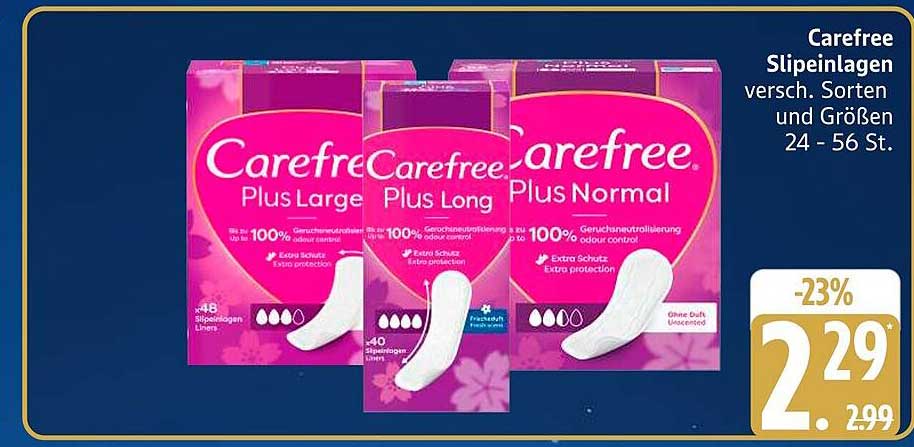 Carefree Slipeinlagen, Verschiedene Sorten Und Größen 24 - 56 St ...