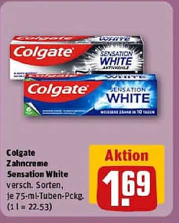 Colgate Zahnpasta Sensation White, 75-Ml-Tuben, Verschiedene Sorten ...
