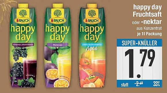 Happy Day Fruchtsaft Oder -Nektar Aus Konzentrat Je 1L Packung Angebot ...