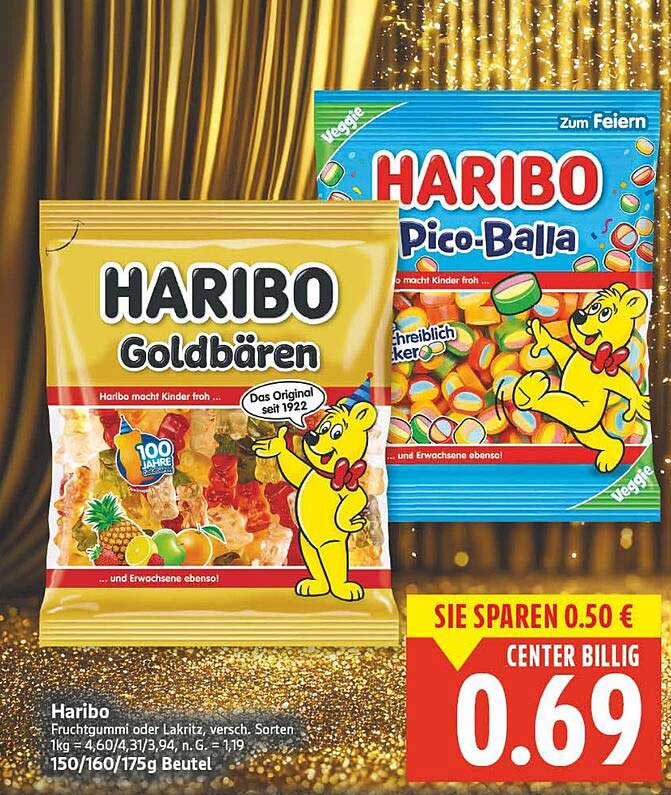 Haribo Goldbären Oder Pico-Balla - Fruchtgummi Oder Lakritz - Sehr ...