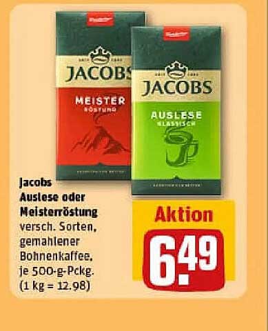 Jacobs Auslese Oder Meisterröstung – Verschiedene Sorten, Gemahlener ...