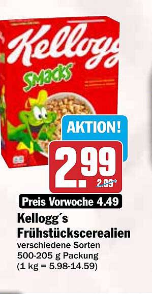 Kellogg's Frühstücks Céréalien Angebot bei Hit - ProspektGuru.de