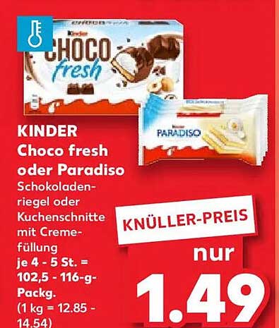 Kinder Choco Fresh Oder Paradiso - Schokoladenriegel Oder Kuchenschnitt ...