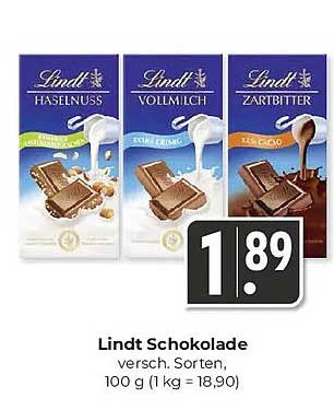 Lindt Schokolade - Verschiedene Sorten Angebot bei HIEBER - ProspektGuru.de