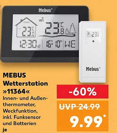 Mebus Wetterstation »11364« Innen- Und Außenthermometer, Weckfunktion ...