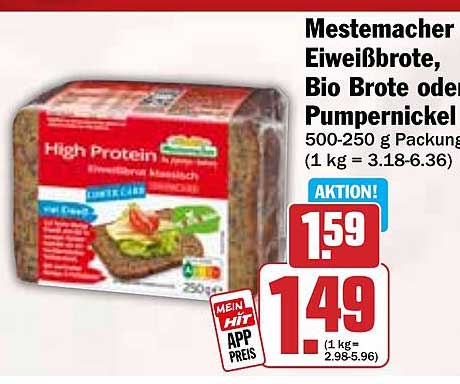 Mestemacher Eiweißbrote, Bio Brote Oder Pumpernickel 250 G Packung ...