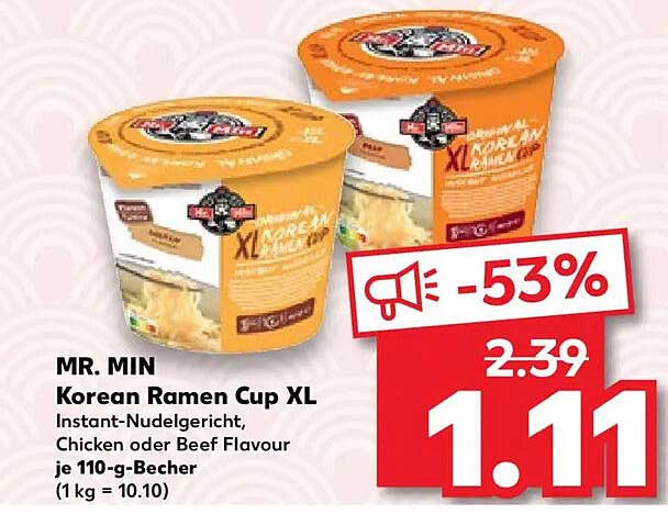Mr. Min Korean Ramen Cup Xl - Instant-Nudelspeise Angebot bei Kaufland ...